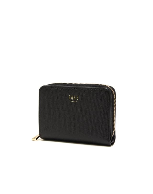 [21FW 닥스 ACC 여성]DAKS LONDON 블랙 가죽 골드로고 지퍼돌이 반지갑_DCWA1F957BK- 이랜드몰